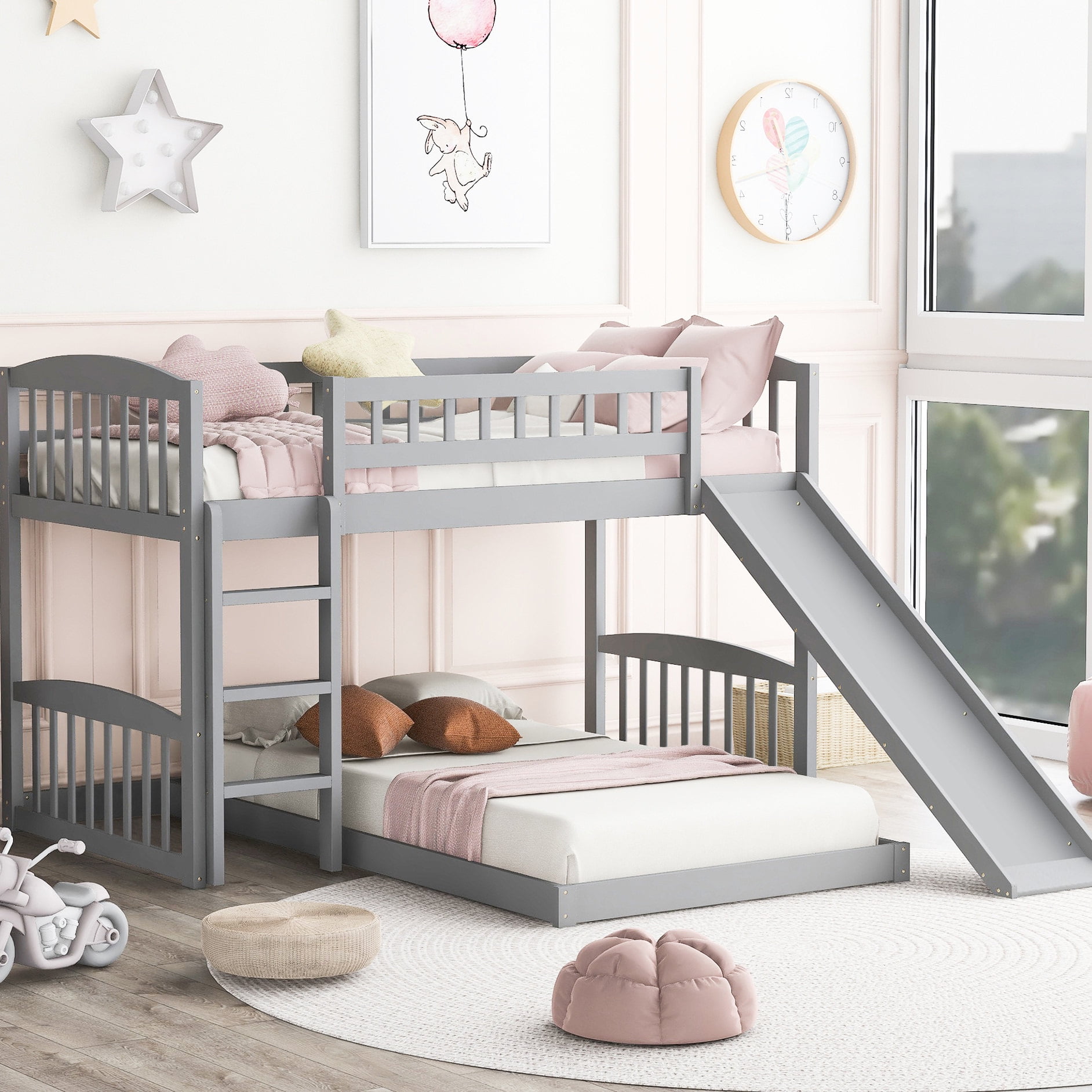 Twin Over Twin Bunk Bed with Ladder and Slide | Maximizes Space in ...