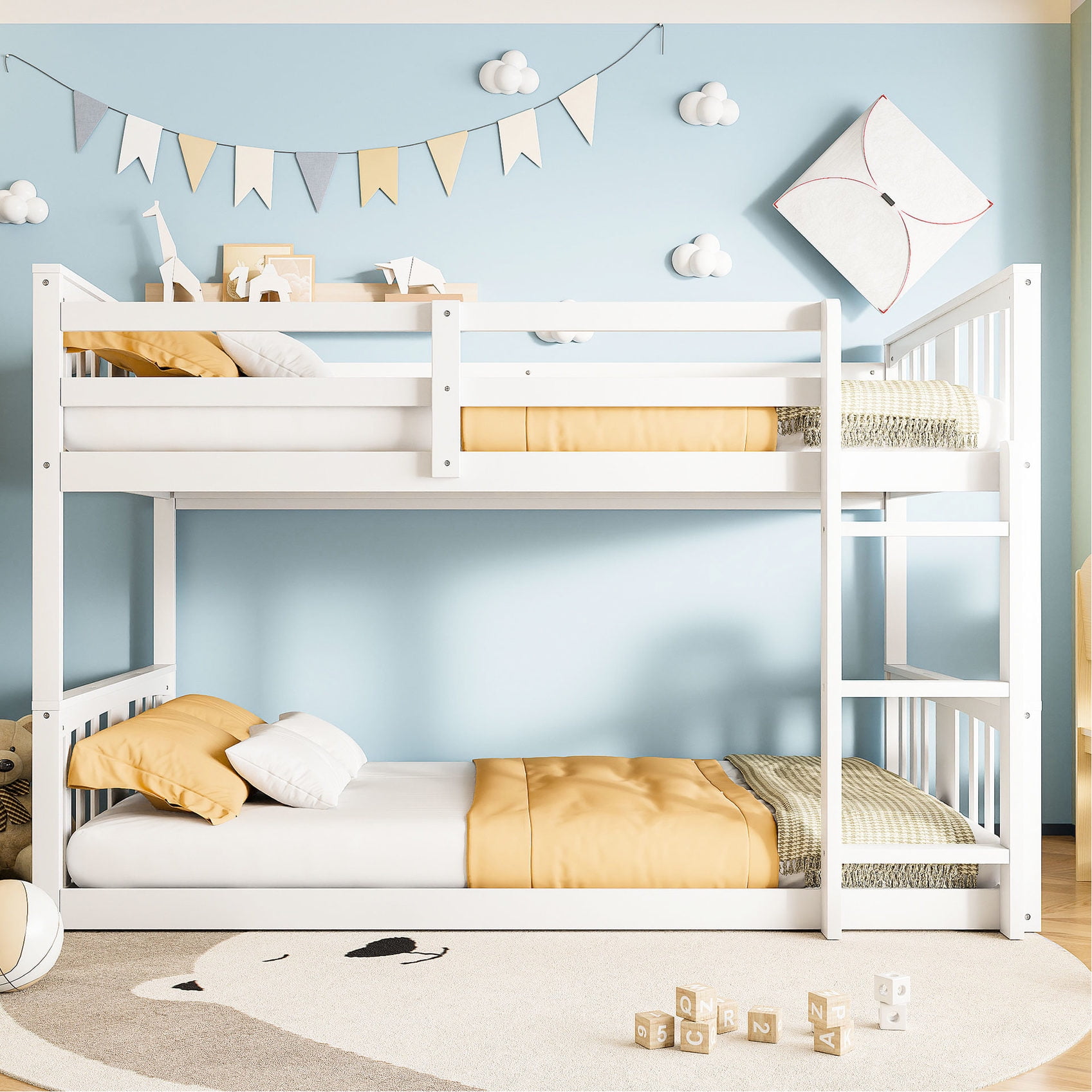 Twin Over Twin Bunk Bed with Strong Frame - Support 250LBS on Each Bed ...
