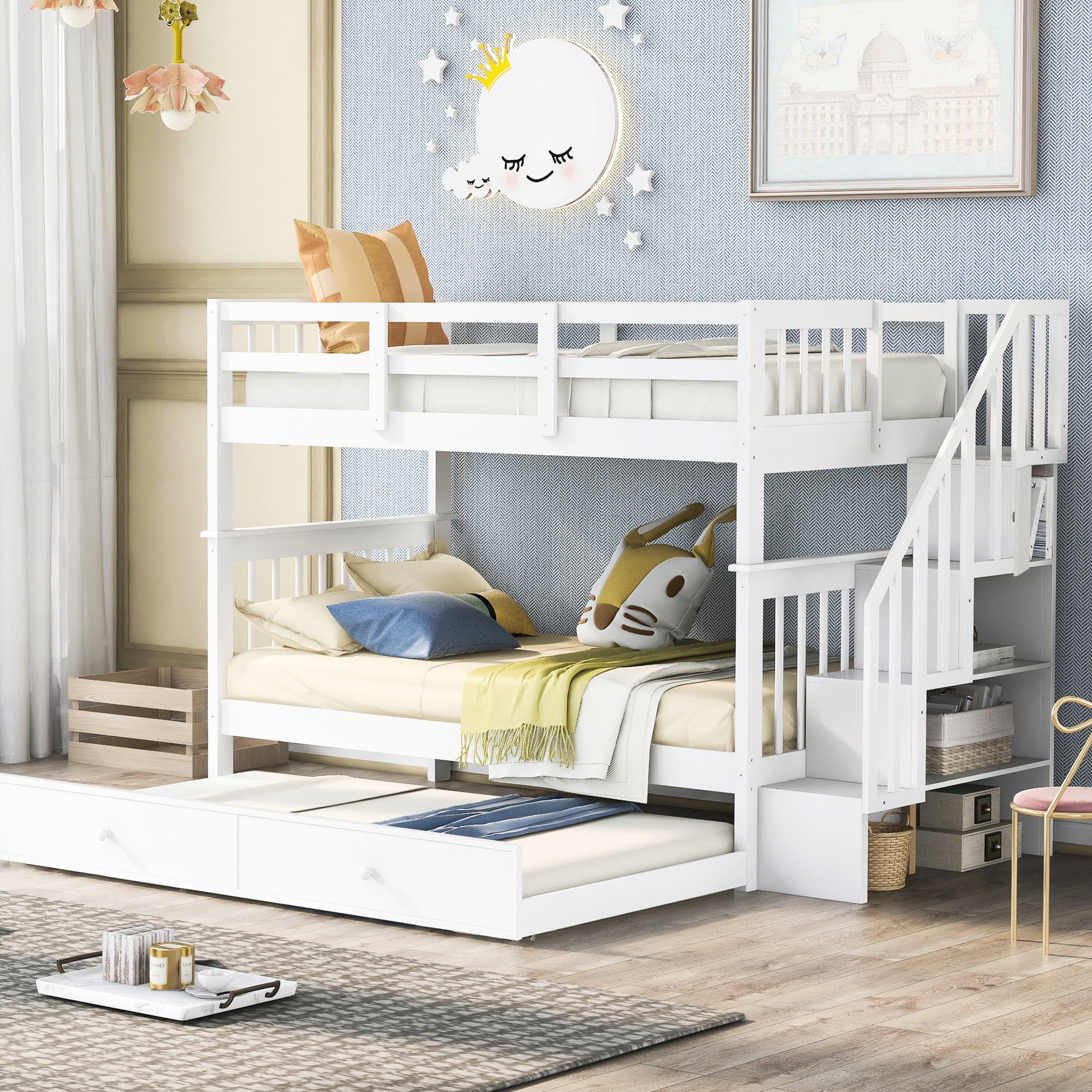 Twin-Over-Twin - Staircase Storage Function - Sleepover Dorm - Secure ...