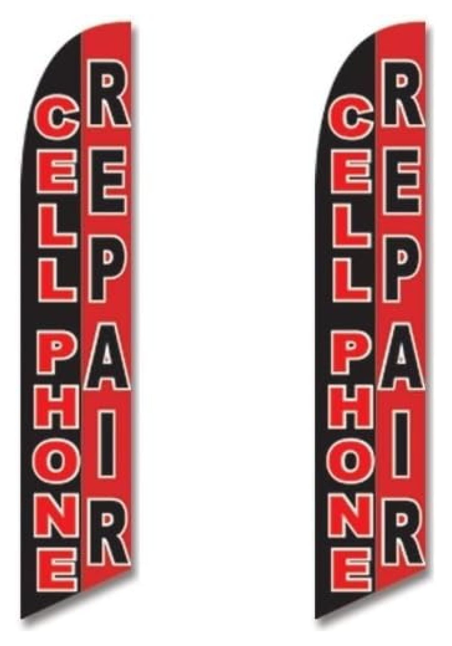 Twin Pack Full Sleeve Swooper Flags CELL PHONE REPAIR Red Black White ...