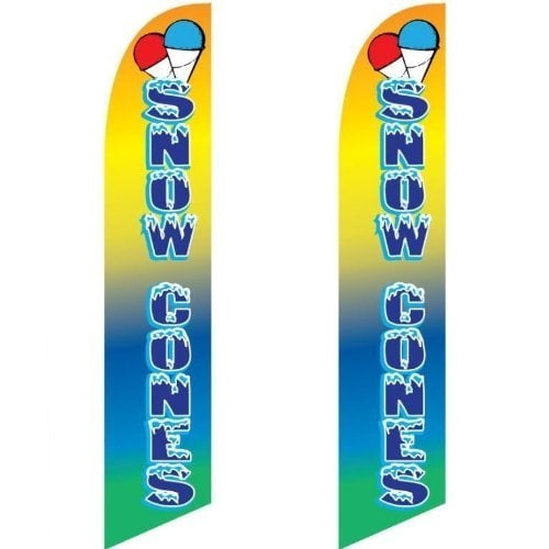 Twin Pack Full Sleeve Swooper Flags SNOW CONES Multi-Color w Snow Cones ...