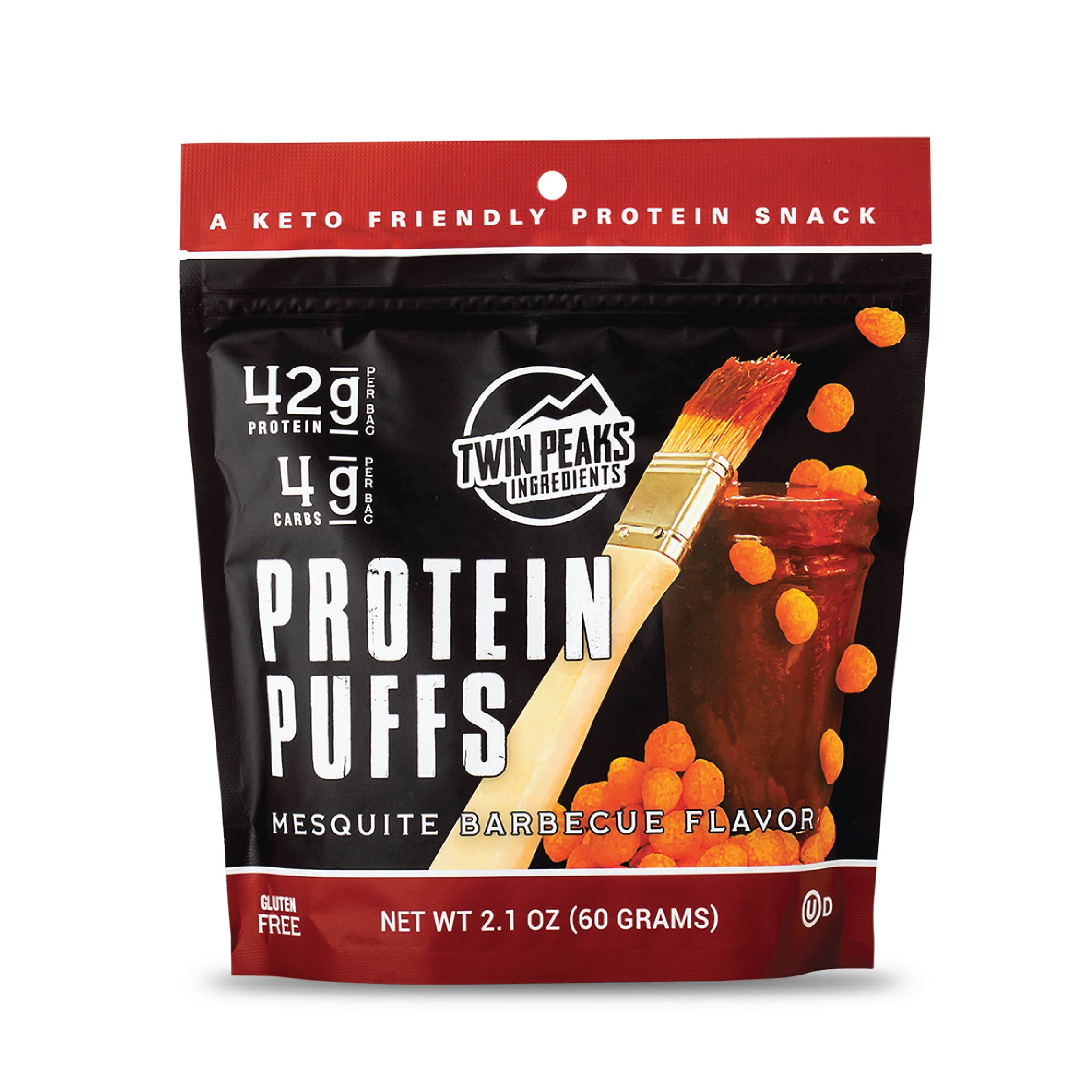 Twin Peaks Protein Puffs, Mesquite BBQ Flavor, 2.1 oz Bag, 2 Servings ...