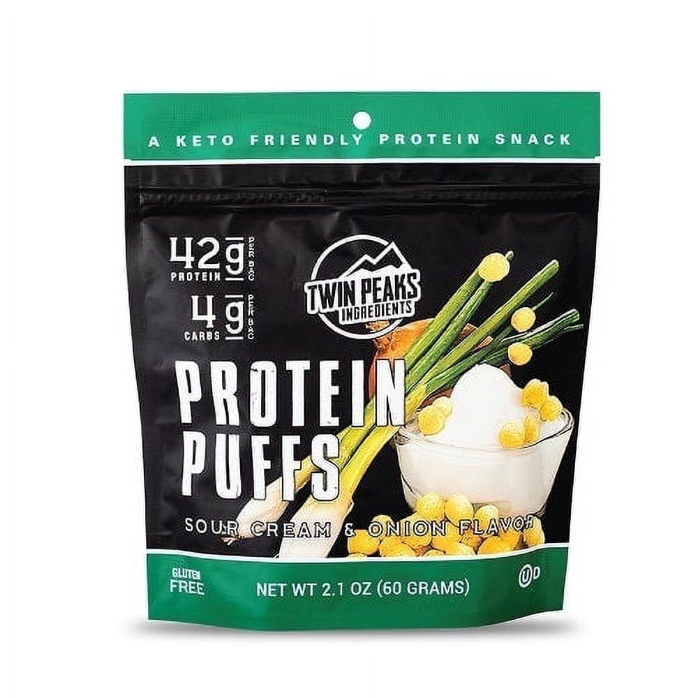 Twin Peaks Ingredients Protein Puffs Sour Cream & Onion - 2.1 oz Pack ...