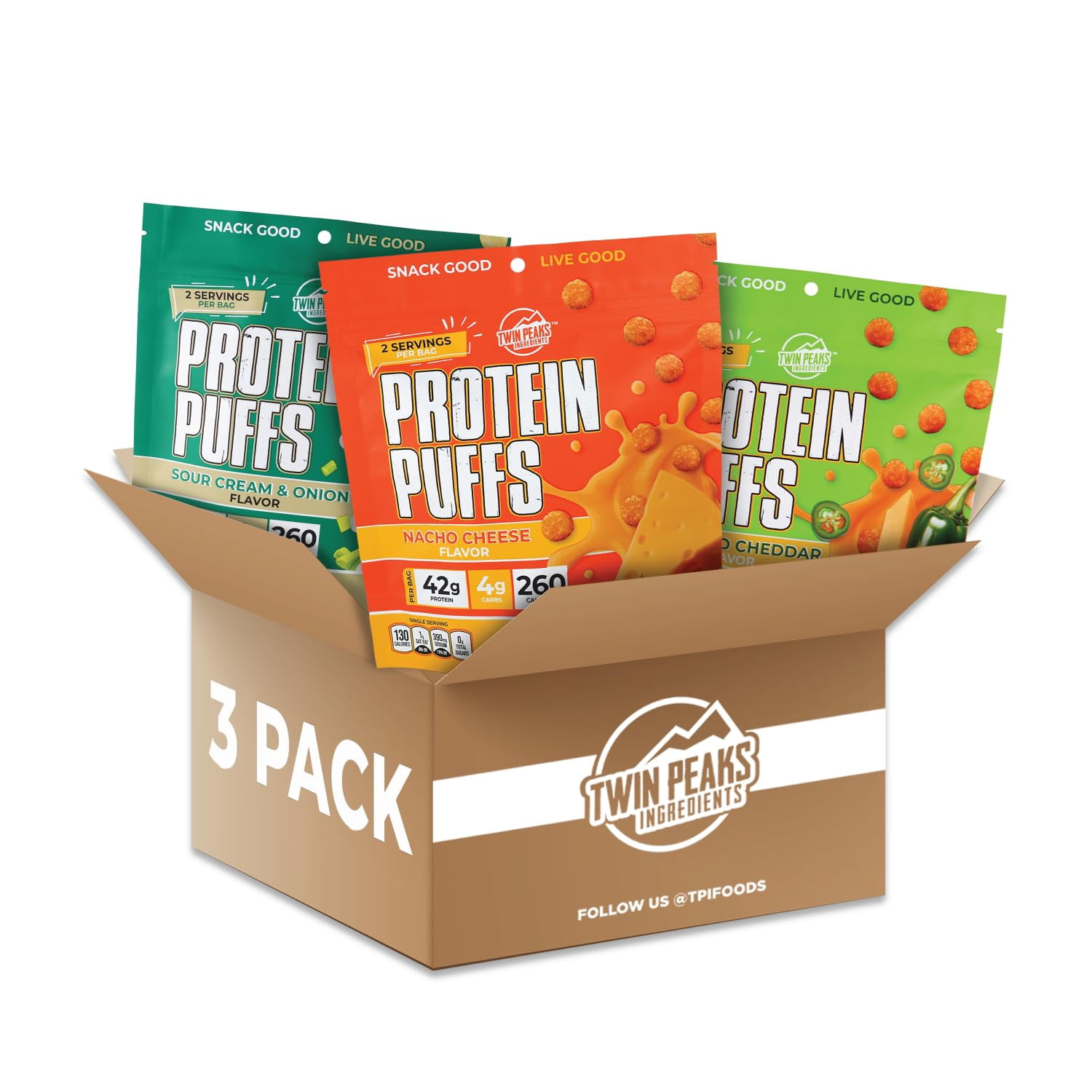 Twin Peaks Low Carb, Keto Friendly TVS1 Protein Puffs, (Combo Pack, 2.1 ...