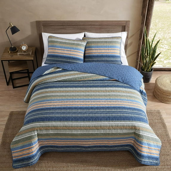 - Twin Quilt Set, Reversible Cotton Bedding with Matching Sham, Home ...
