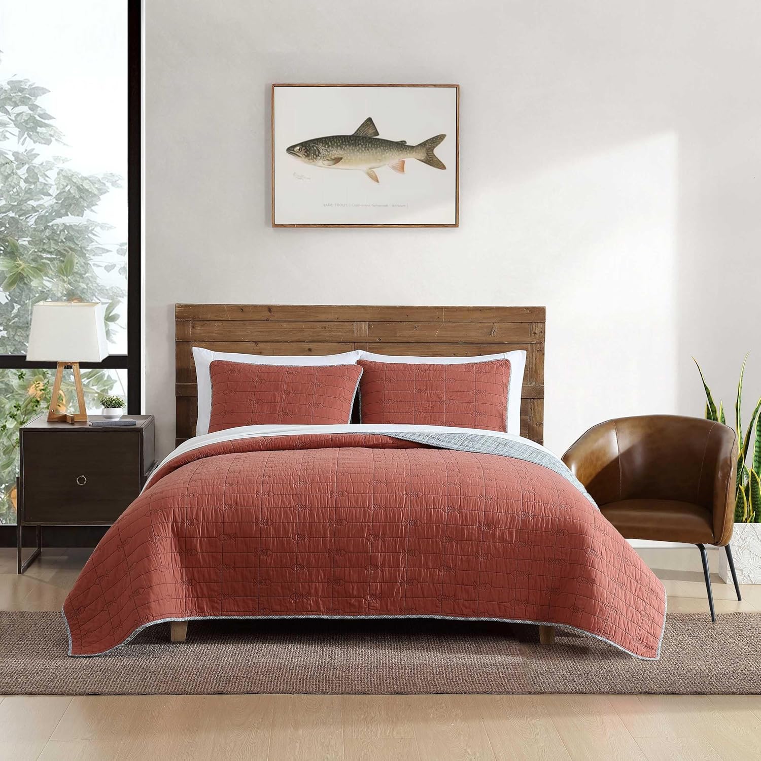 Twin Quilt Set, Soft Reversible Bedding with Matching Sham, Fishing ...