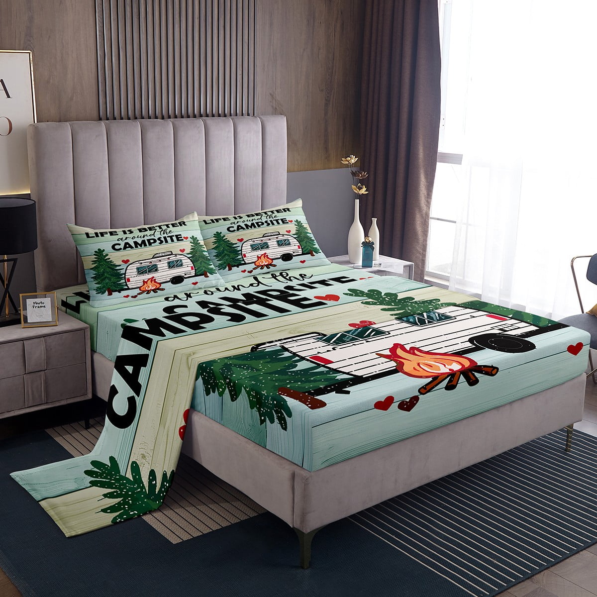 Twin Rustic Camper Bed Sheets Set RV Decorations For Inside,Happy ...