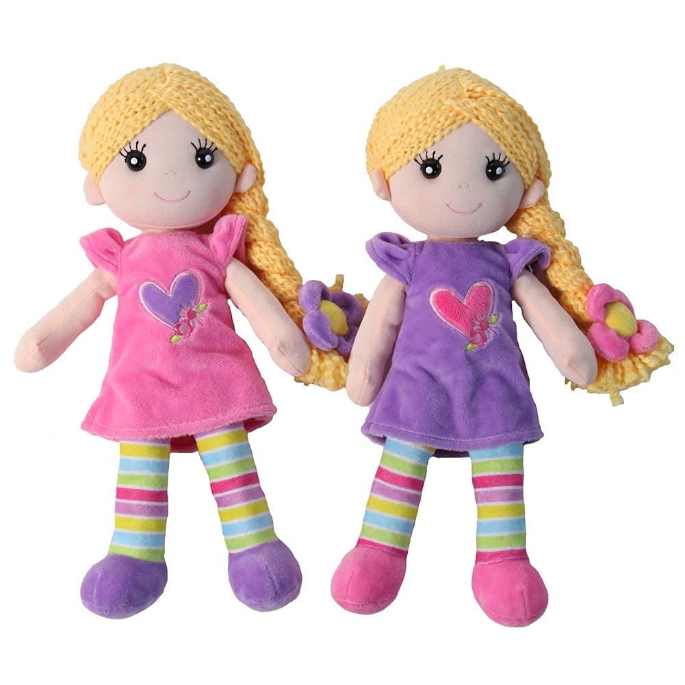 Twin Sister Plush 14" Dolls (Set of 2) Pink & Purple - Walmart.com