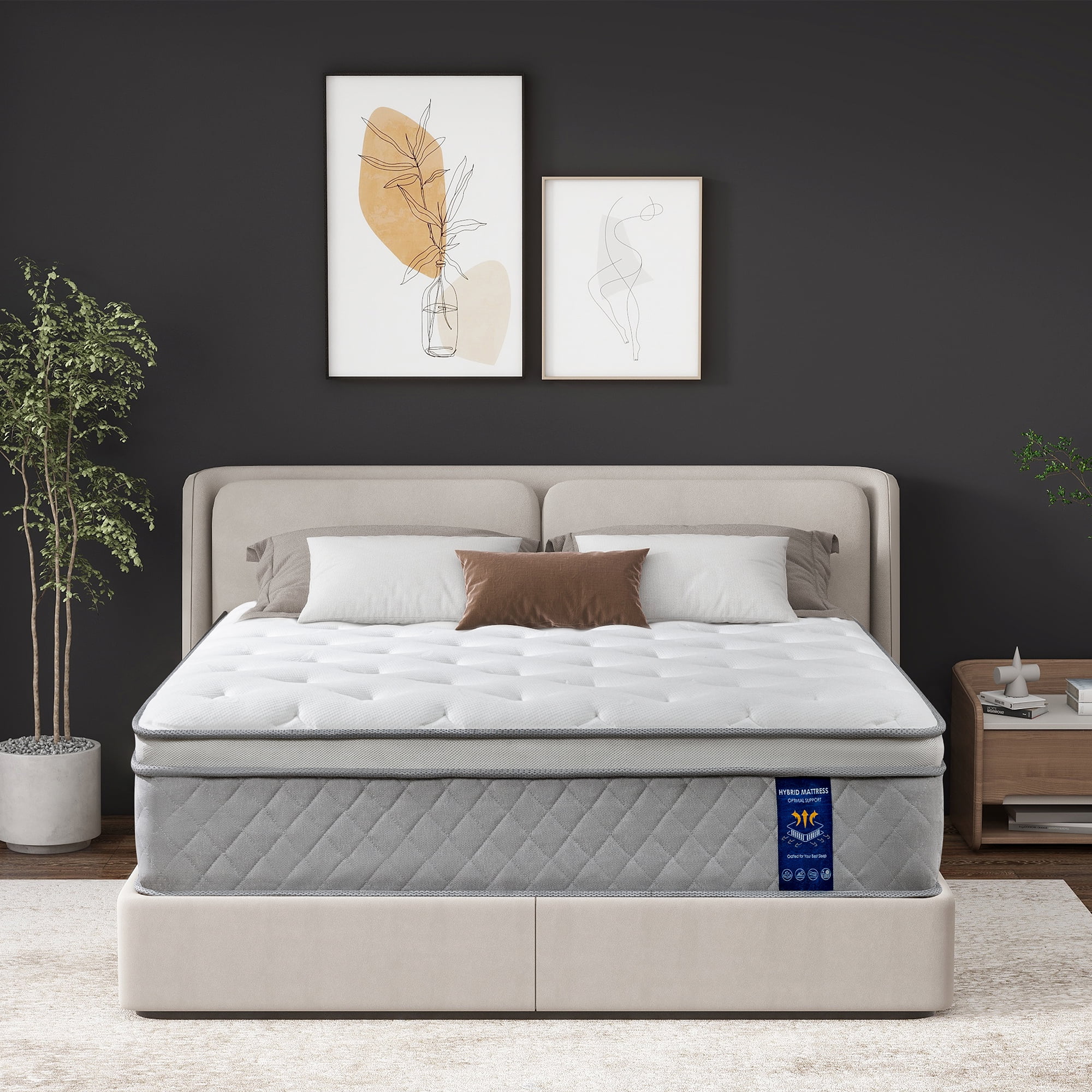 Twin Size 12 Inch Hybrid Mattress, Queen Rose Mattress in a Box, with ...