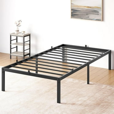 Twin Metal Platform Bed Frame, 16" High with Under-Bed Storage, Heavy ...