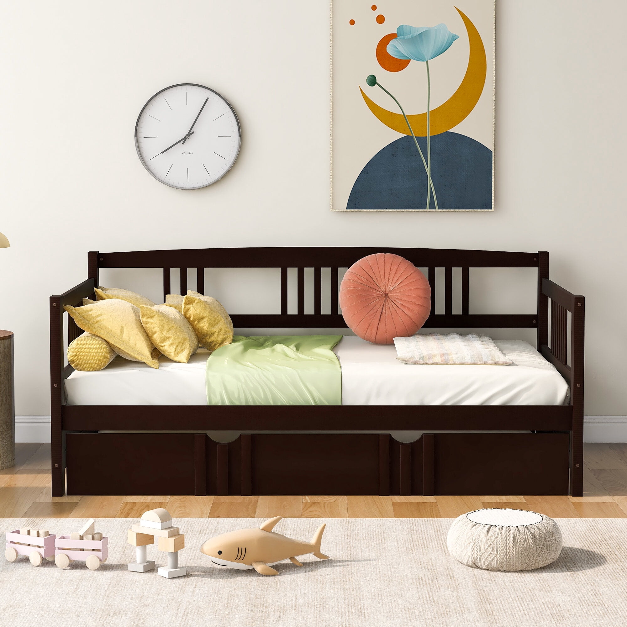 Twin Size Adjustable Bed Base, Twin Size Daybed Wood Bed with Twin Size ...