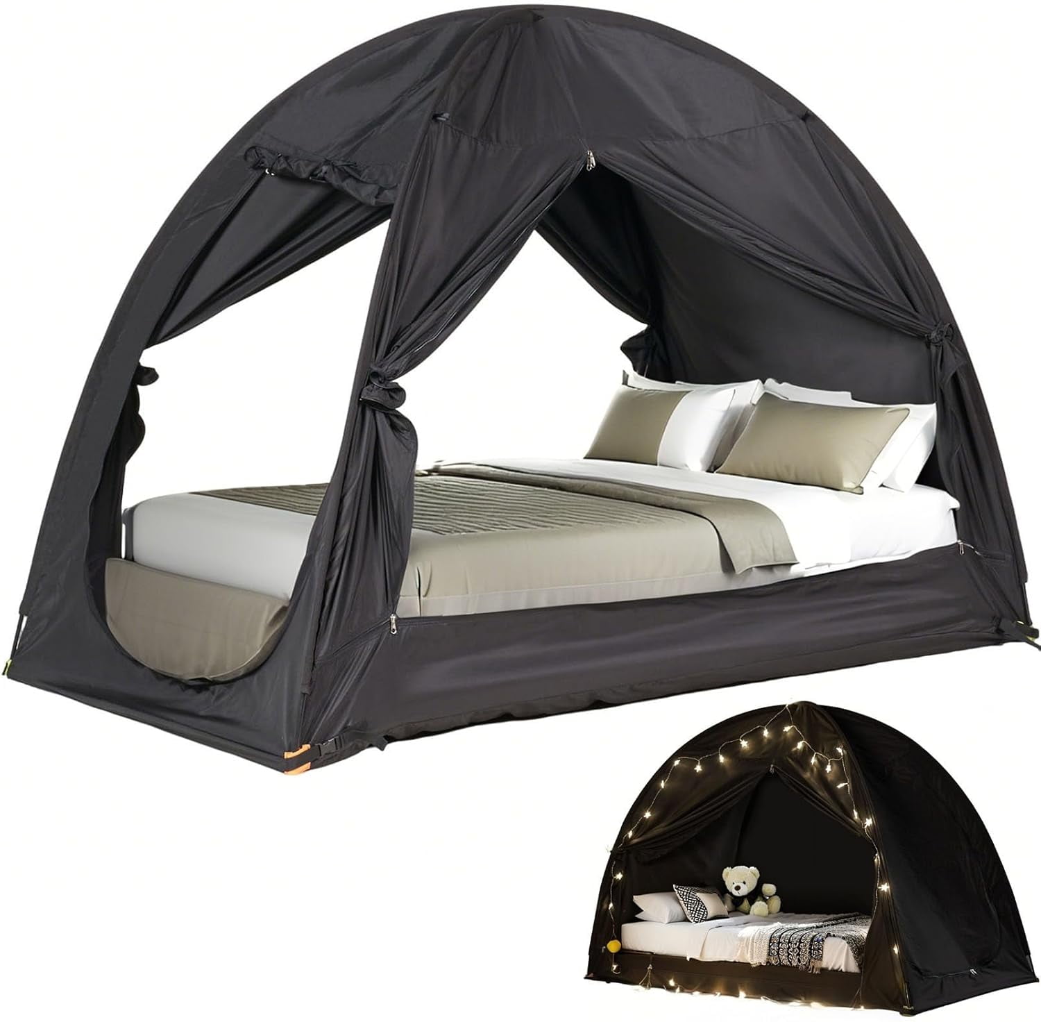 Twin Size Bed Tent for Kids & Adults - Blackout Canopy with Light ...