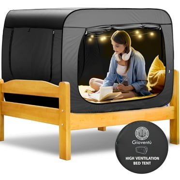 Bed Canopy Tent Privacy Space Bunk Twin Size Indoor Curtains Gray ...