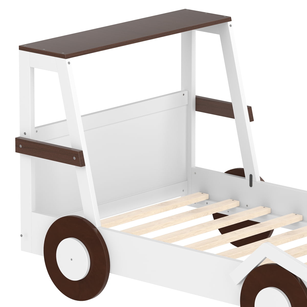 Twin Size Car Bed with Storage Shelves, Platform Bed with Cute Car ...
