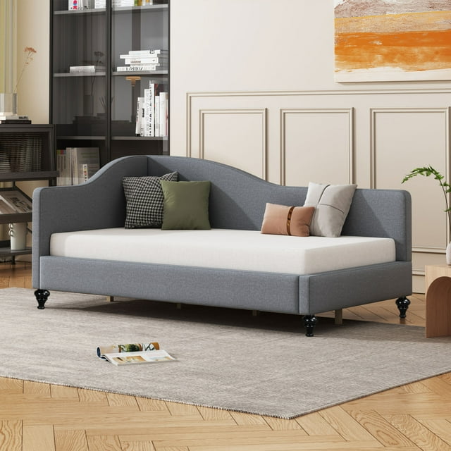 Twin Size Daybed Frame, L-Shaped Semi-Enclosed Daybed Sofa Bed with ...