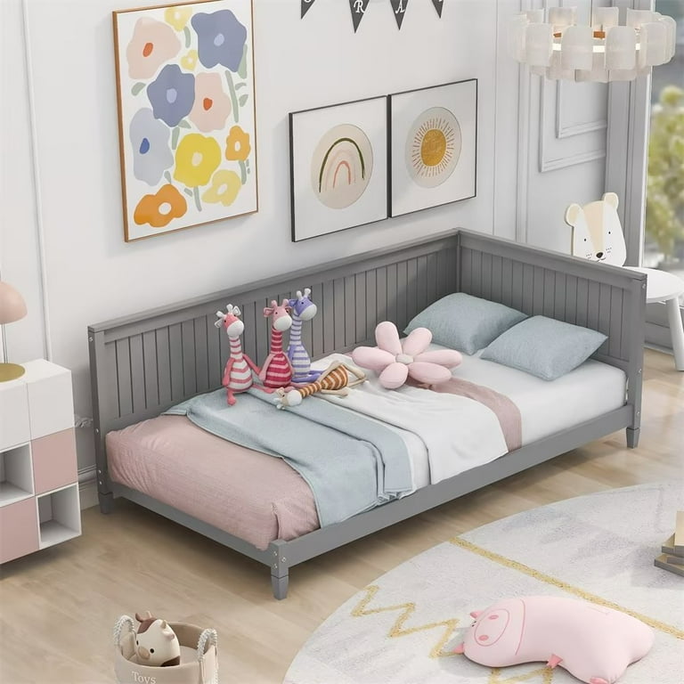 ARCTICSCORPION Wooden Twin Daybed with Two Side Rails Gray Walmart