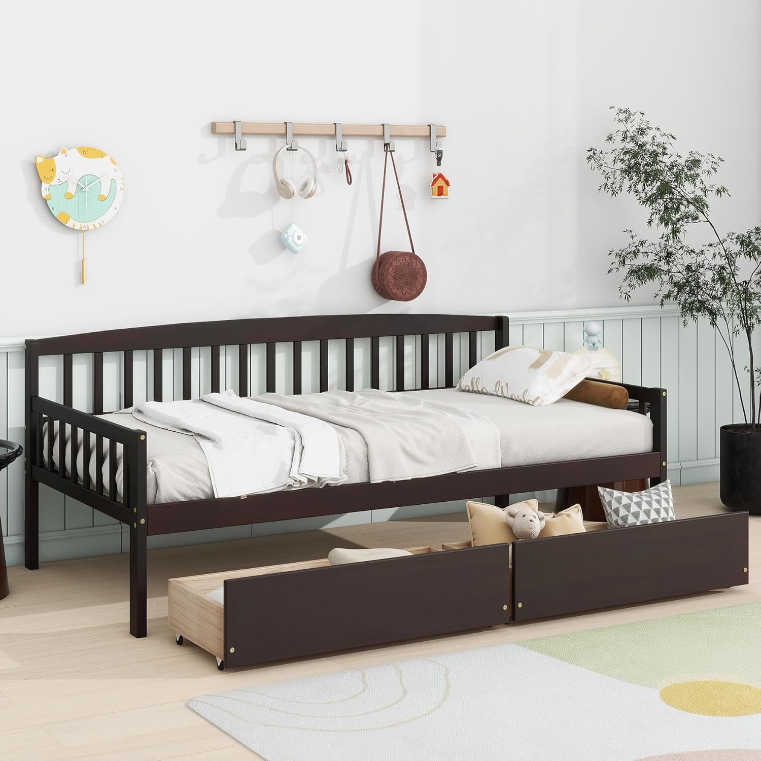 Twin Size Daybed Frame with Storage Drawers,Wood Day Bed Frame Twin ...