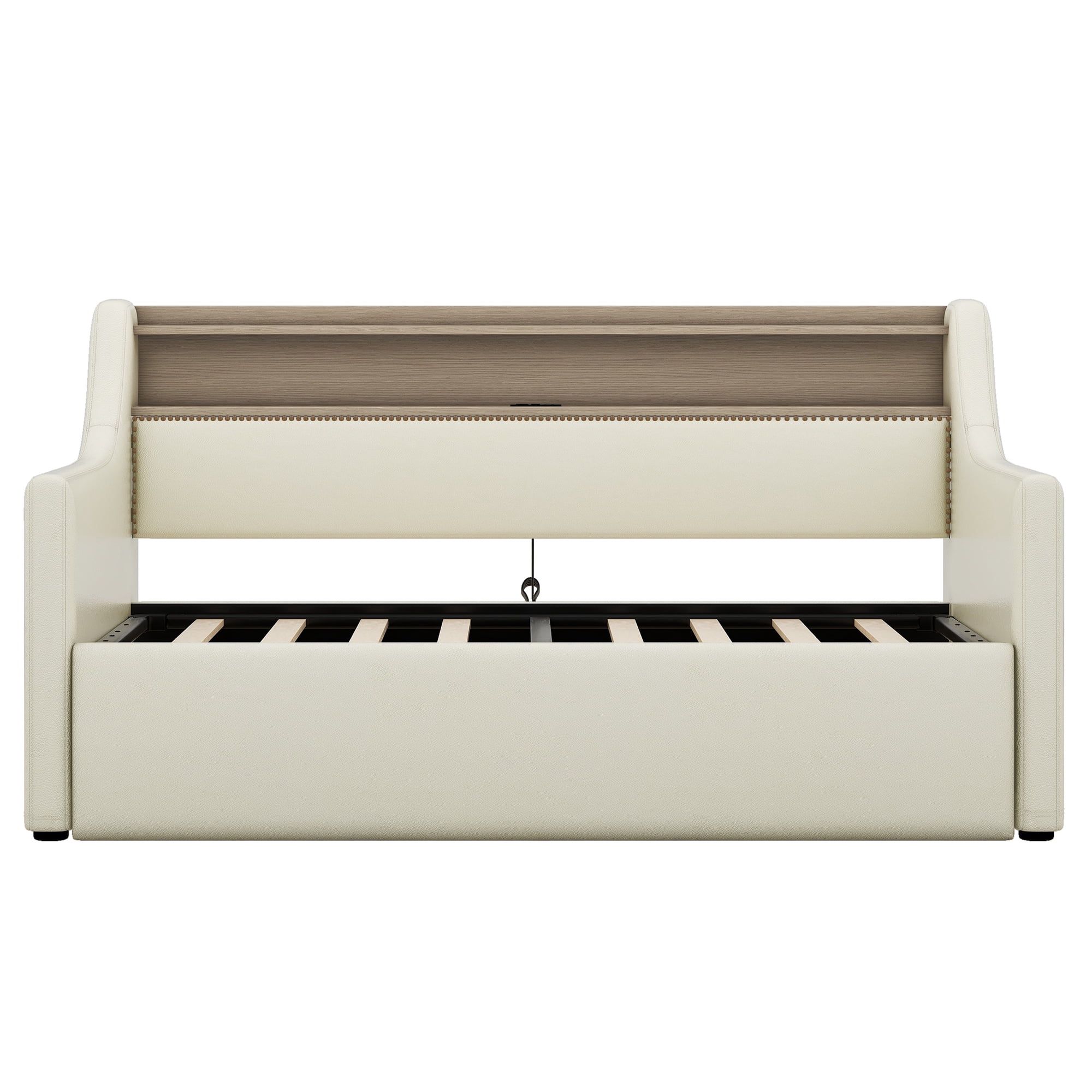 Twin Size Daybed with Lift Up Storage, PU Leather Daybed with Charging ...