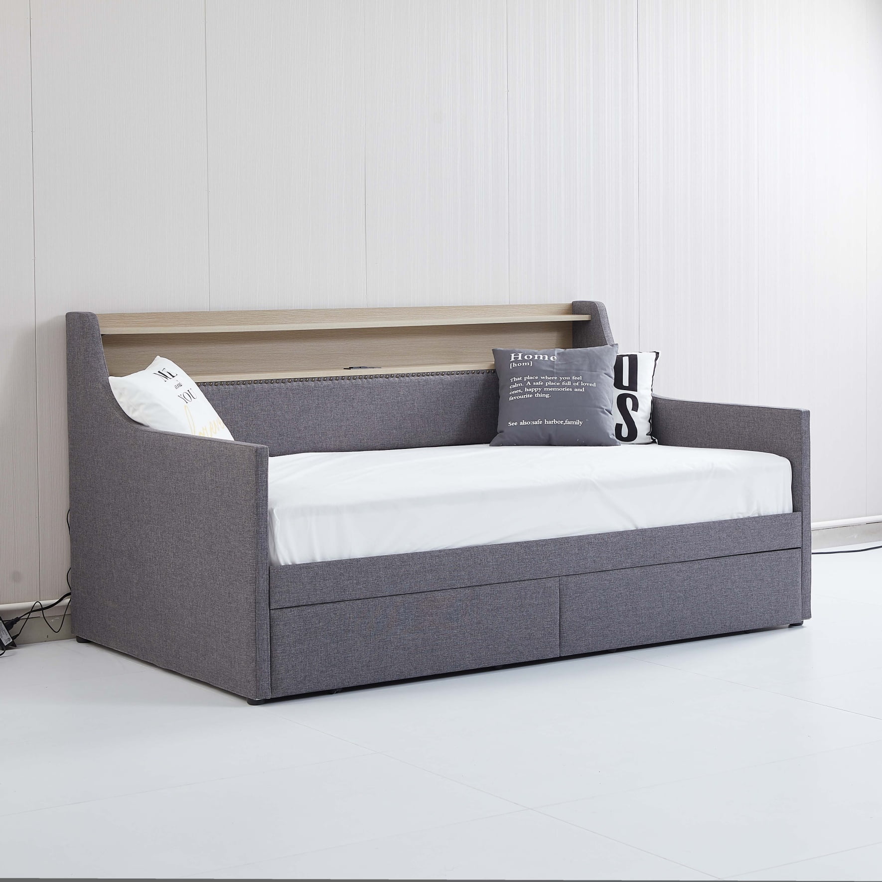 Twin Size Daybed with Storage Drawers, Upholstered Day Bed Frame Velvet ...