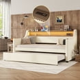 Twin Size Daybed with Trundle, Upholstered Sofa Bed with Charging ...