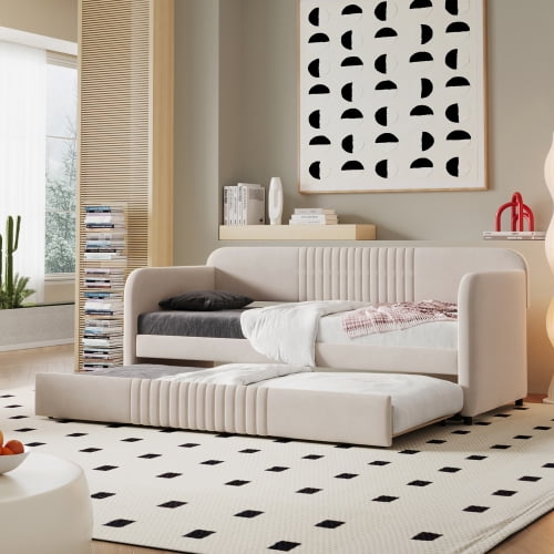 Twin Size Daybed, Upholstered Twin Daybed Sofa Bed Twin Size with ...