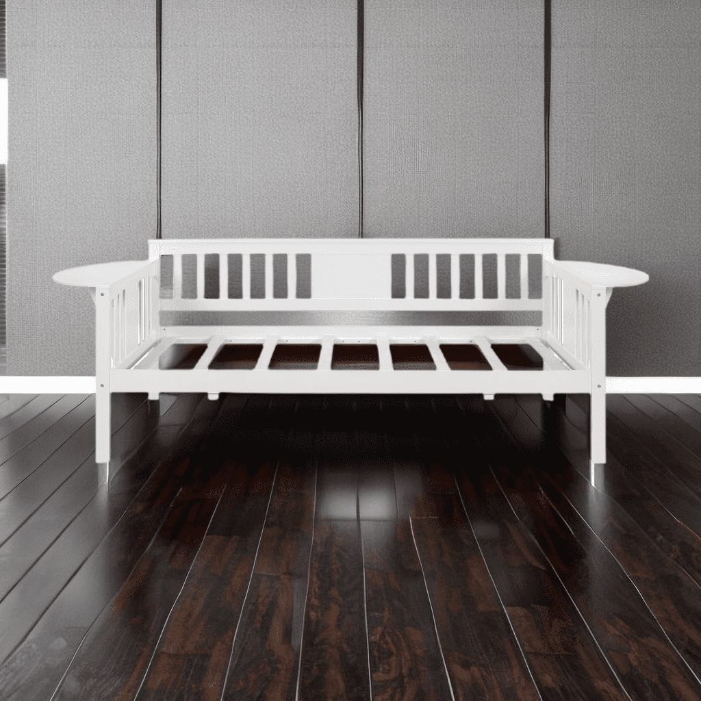Twin Size Daybed, Wooden Platform Bed Frame with Three Sides Handrails ...