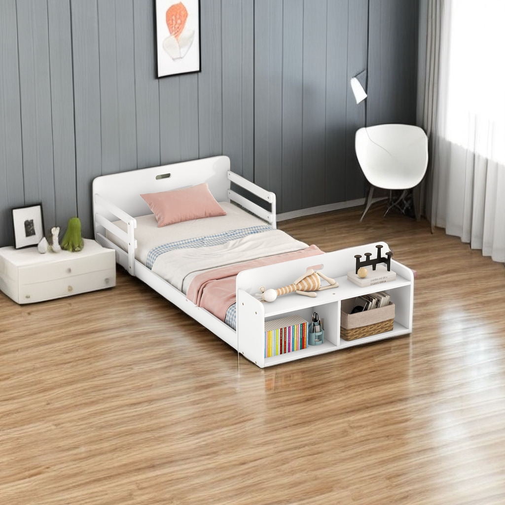 Twin Size Floor Bed, Sturdy Wood Montessori Bed Frame with Storage ...