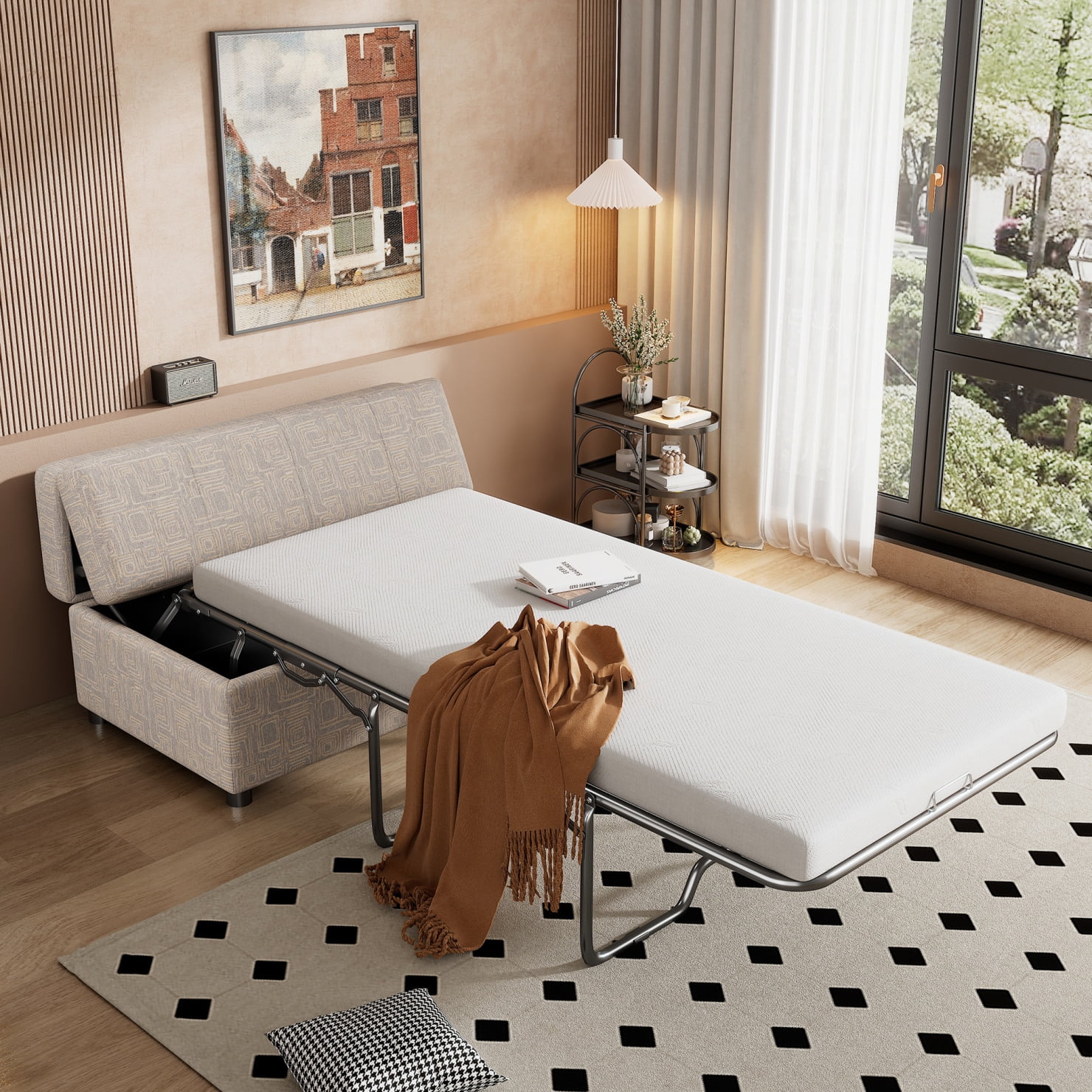 Twin Size Folding Sleeper Chair with Stealth and Pull Out Bed, Ottoman ...