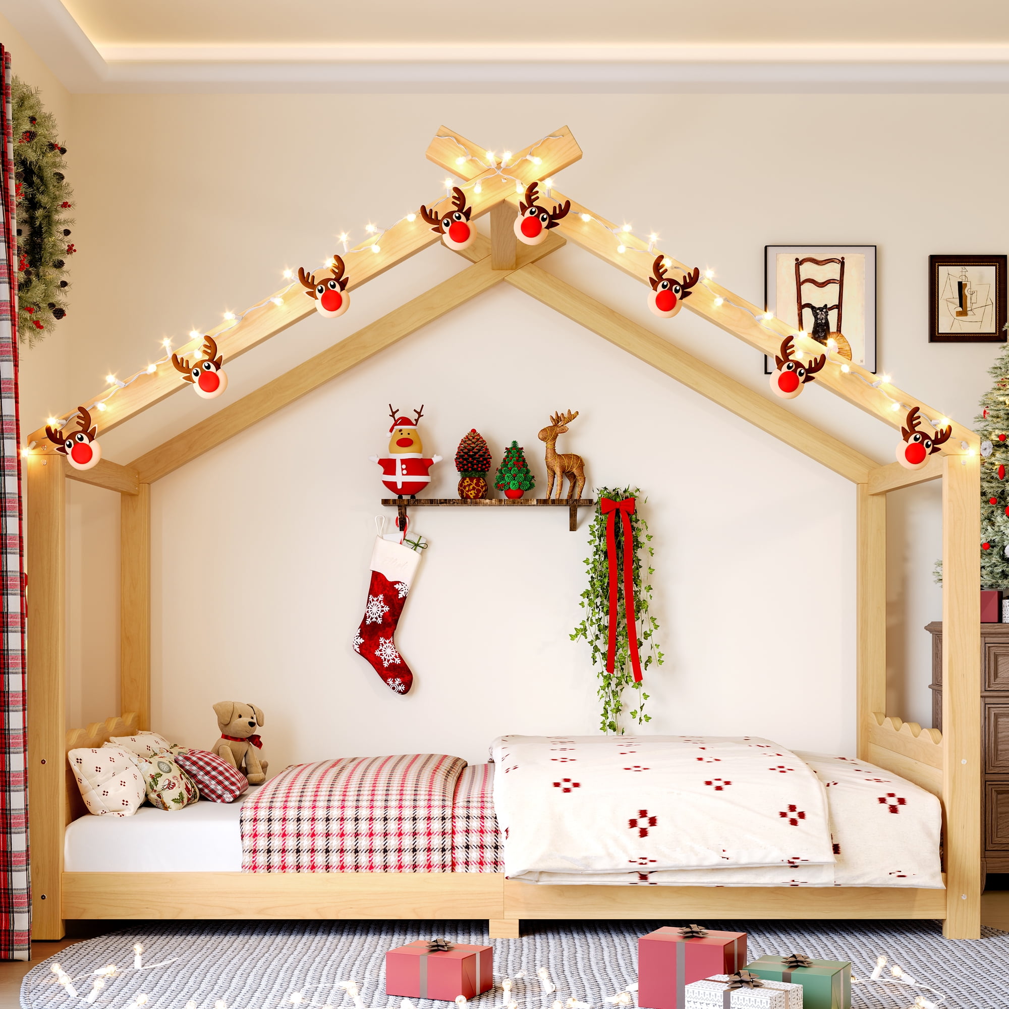 Twin Size House Floor Bed, Unique Low Profile House Bed Frame with ...