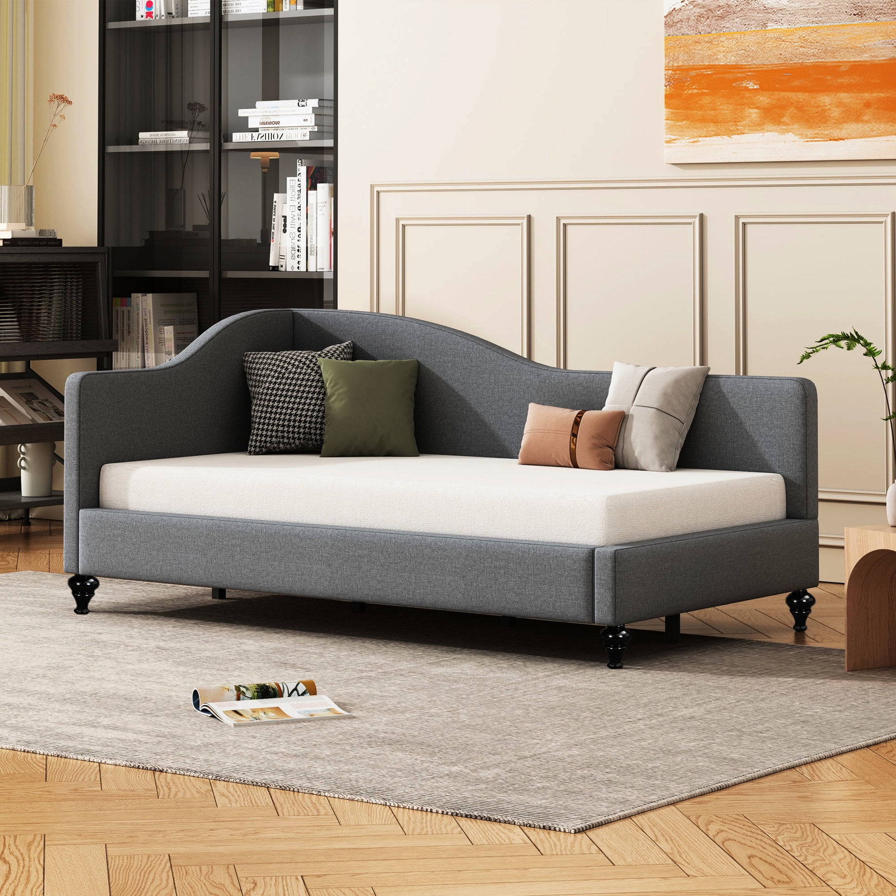 Twin Size - L-Shaped Semi-Enclosed Design - Bedroom or Living Room ...