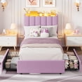 Twin Size LED Platform Bed Frame with Wavy Upholstered Headboard – 2 ...