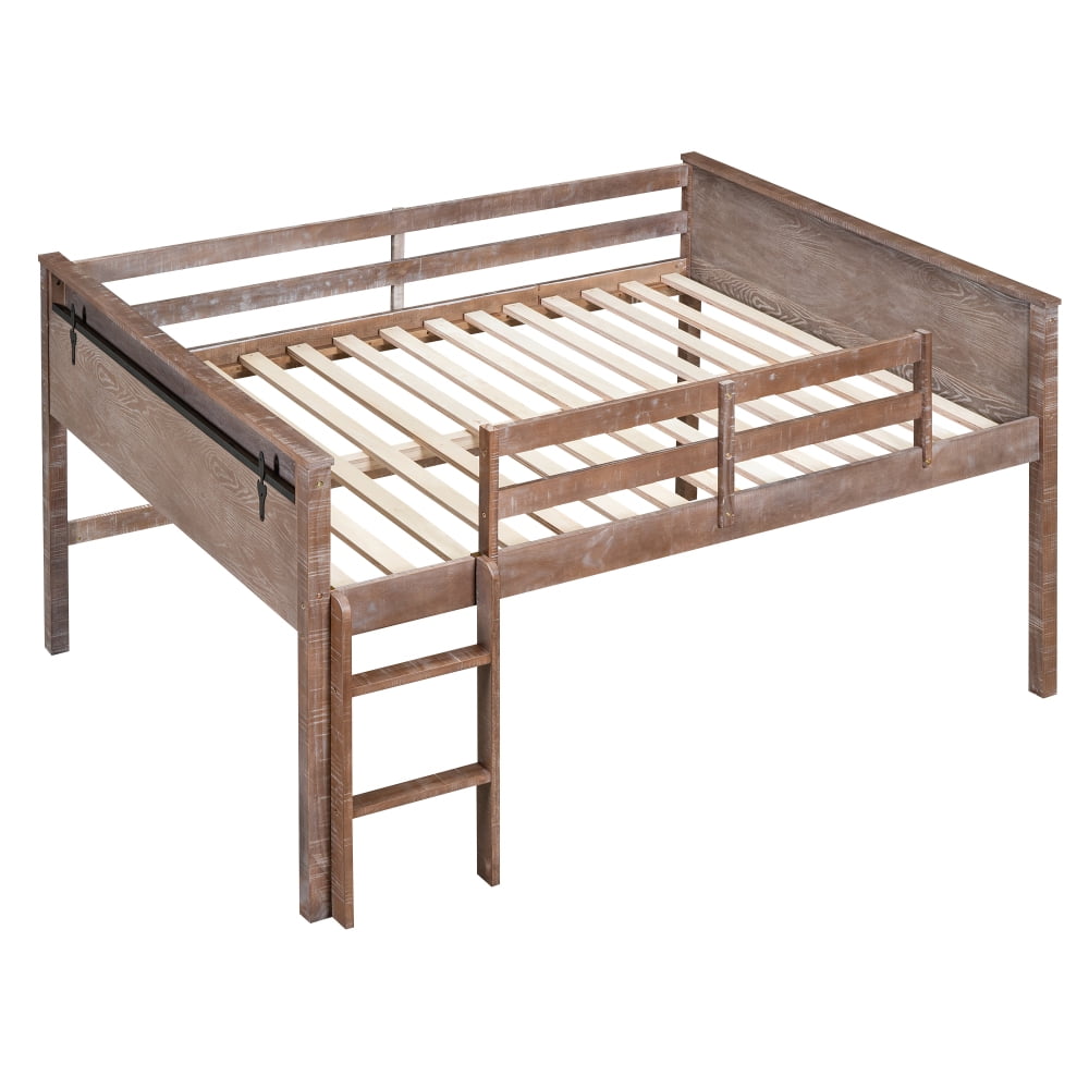 Twin Size Loft Bed with Hanging Clothes Racks, Wood Loft Bed Frame with ...