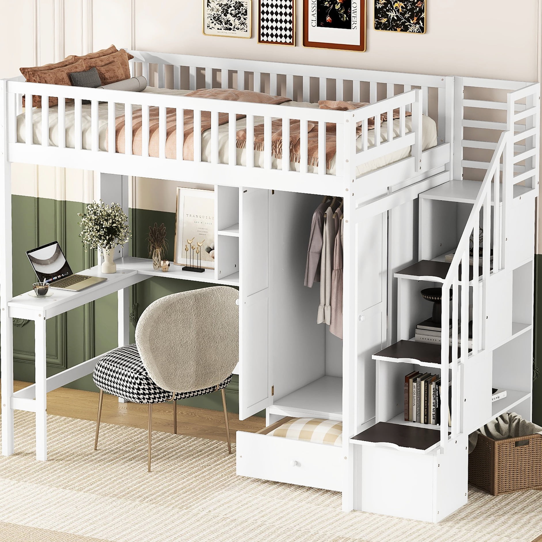 Twin Size | Loft Bed with Study and Sleep Functions | Meet Daily Life ...
