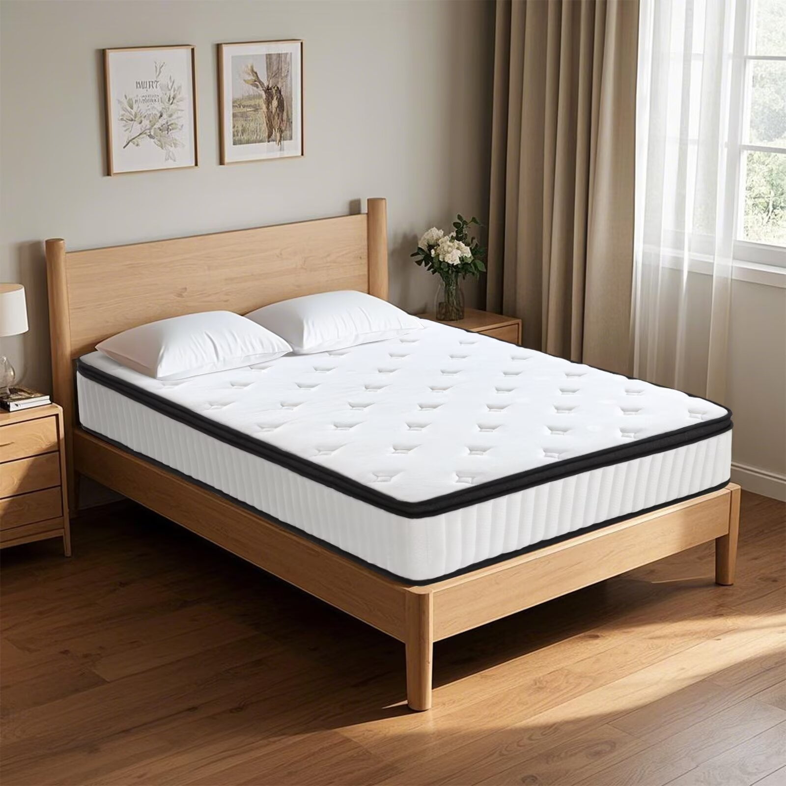 Twin Size Mattress, 12 Inch Foam Hybrid Mattress with Independent ...