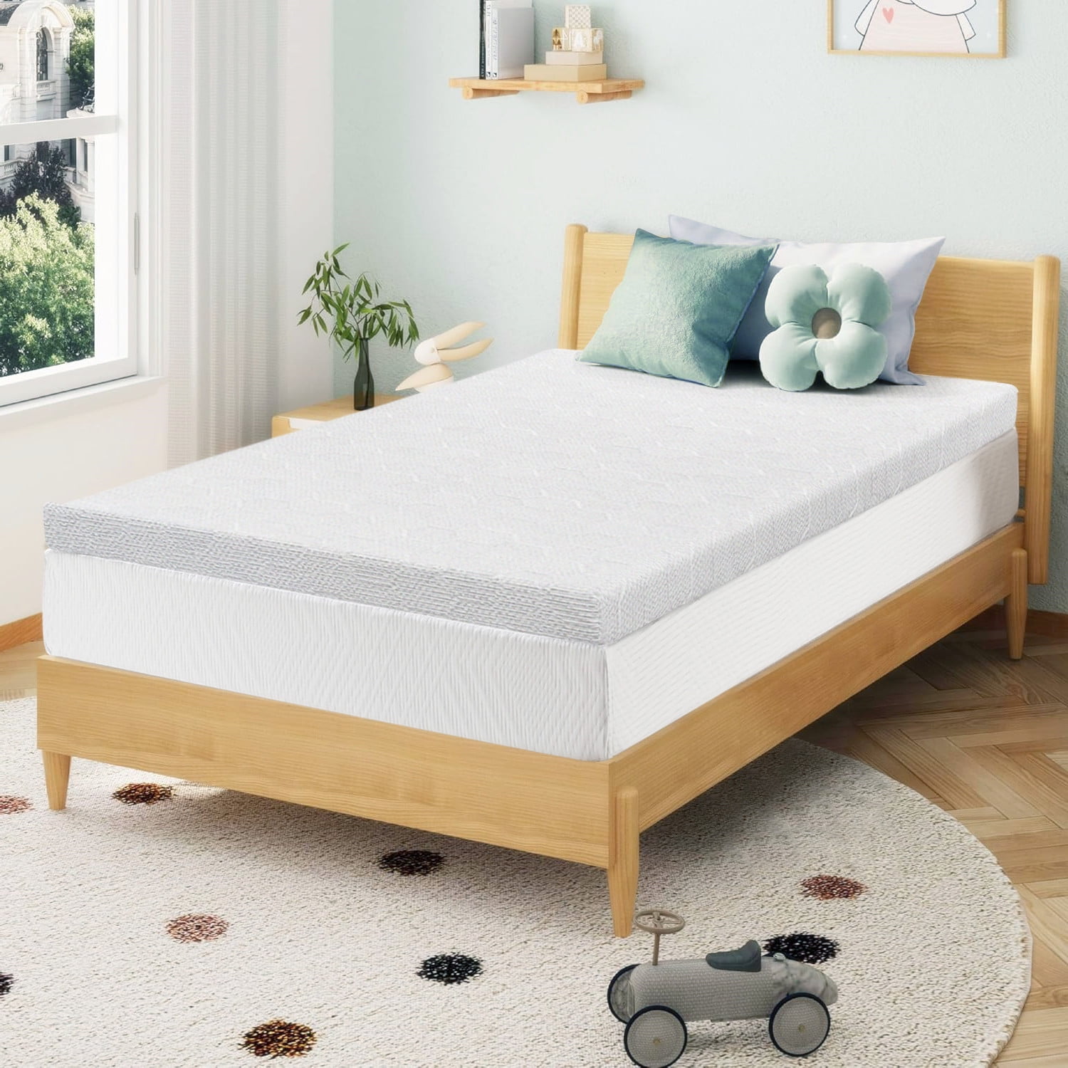 Beddle Twin Size Memory Foam Mattress Topper, Gel Bamboo Charcoal, 4 ...
