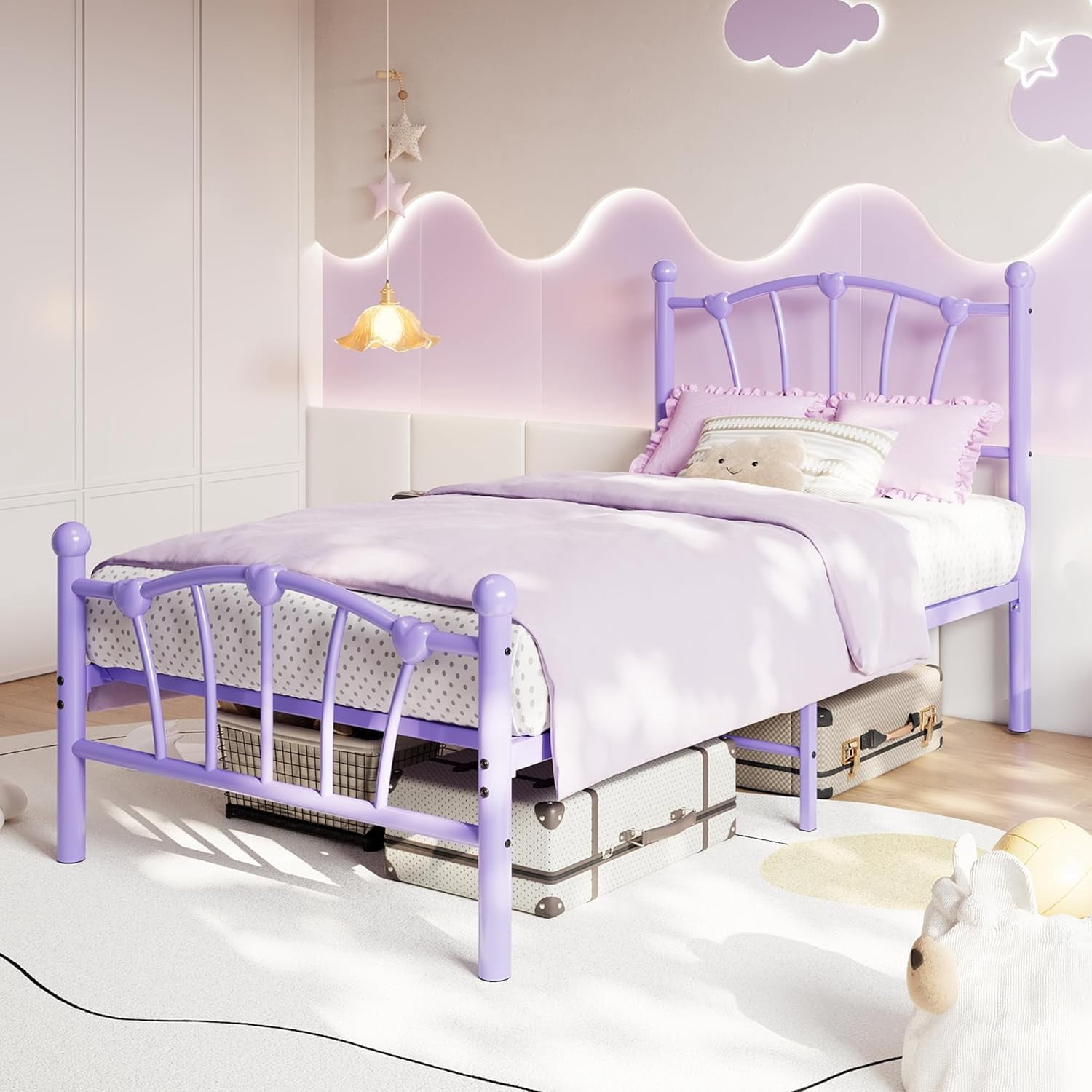 Twin Size Metal Bed Frame, Twin Bed Frames for Girls, Twin Platform Bed ...