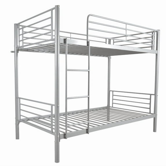 Twin Size Metal Bunk Bed, Sturdy Iron Frame, 33.5cm Safety Fence for ...