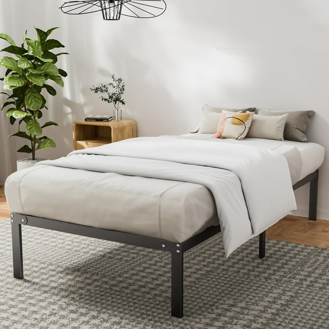 Twin Size Heavy Duty Metal Platform Bed Frame, Steel Slats Support, No ...