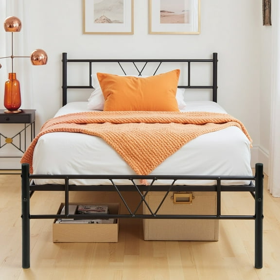 EISRUNGF- Twin-XL Size Metal Bed Frame with Headboard & Footboard 14 ...