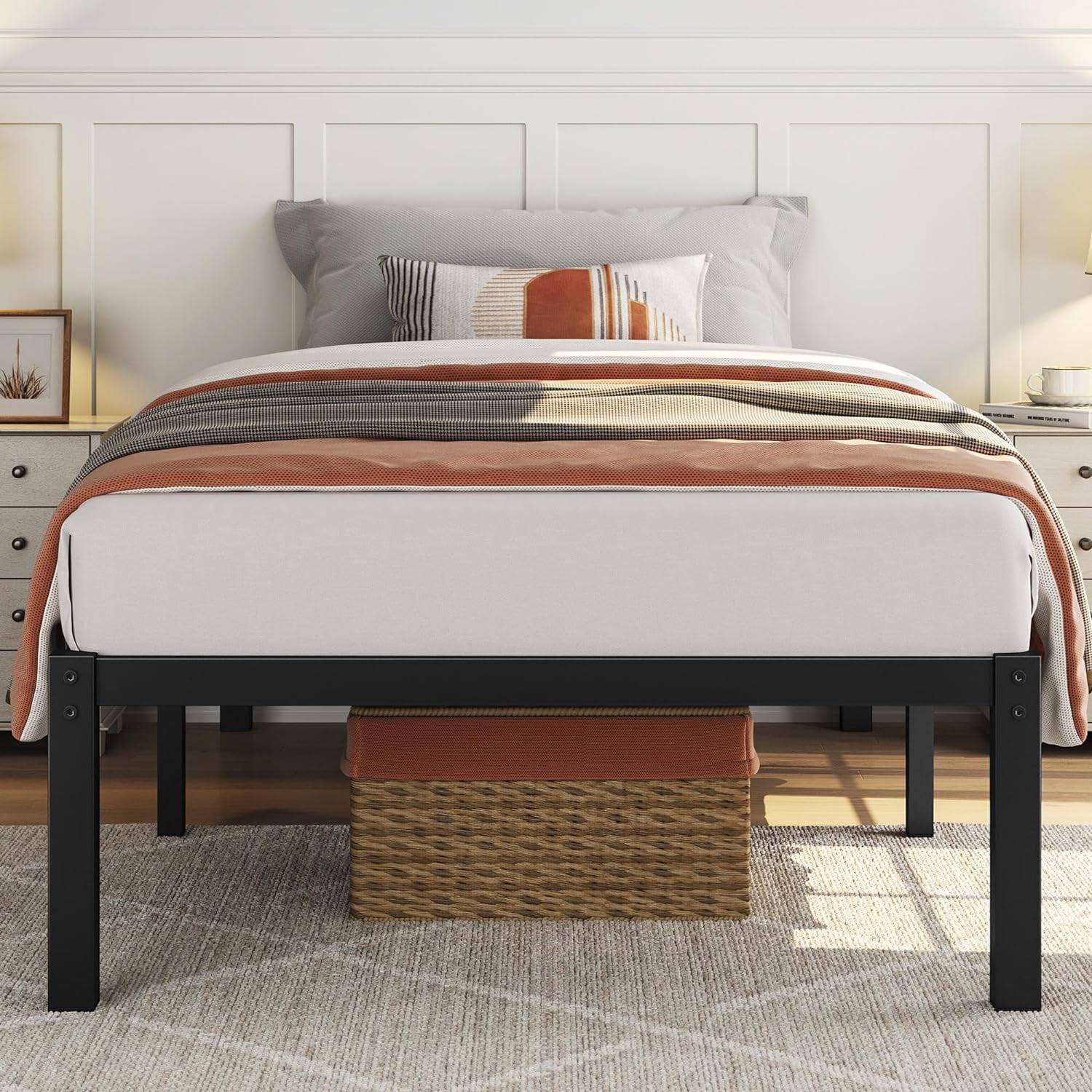 Yangming Twin Bed Frame - No Box Spring Needed Heavy Duty Metal ...