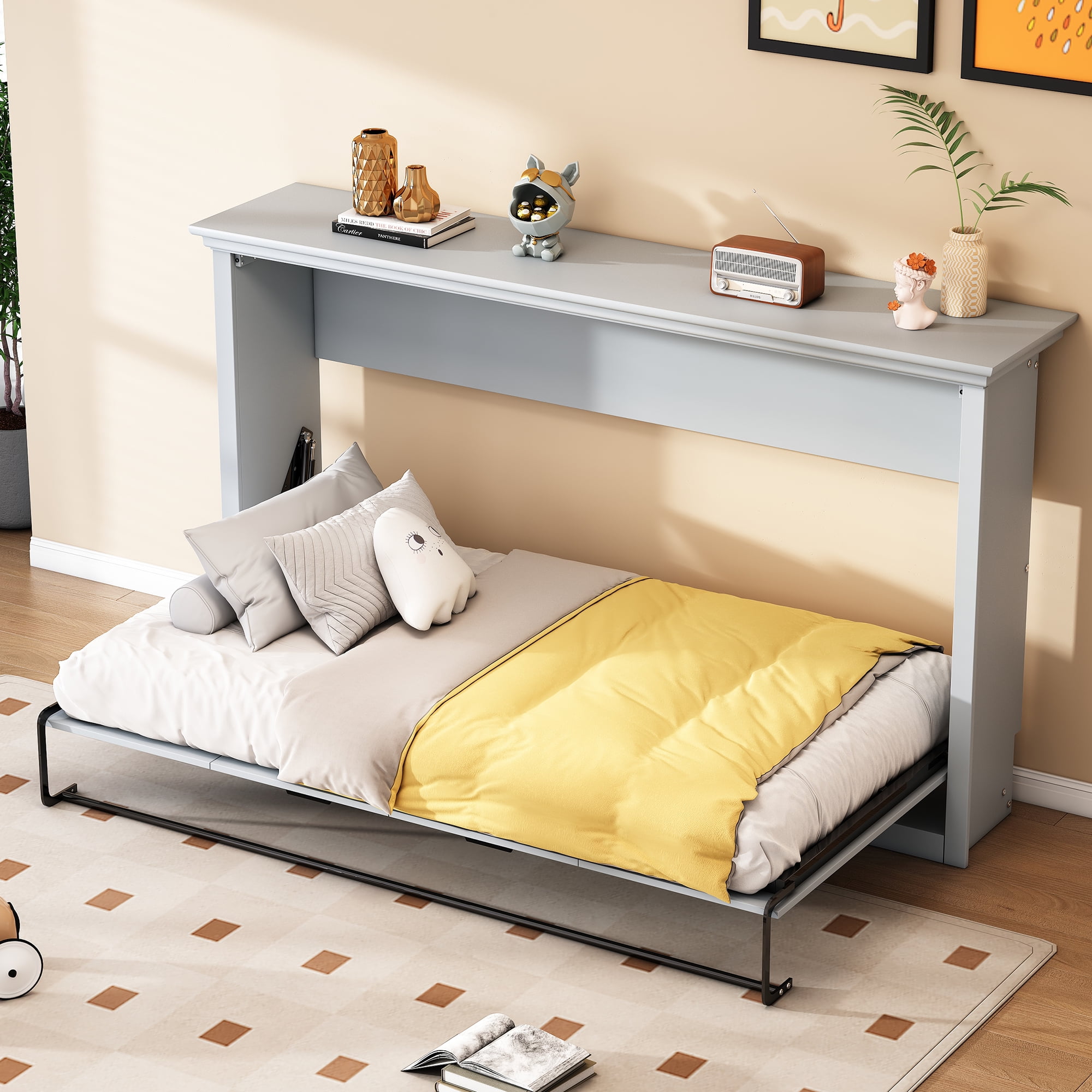Twin Size Murphy Bed, can be Folded into a Cabinet, Gray - Walmart.com