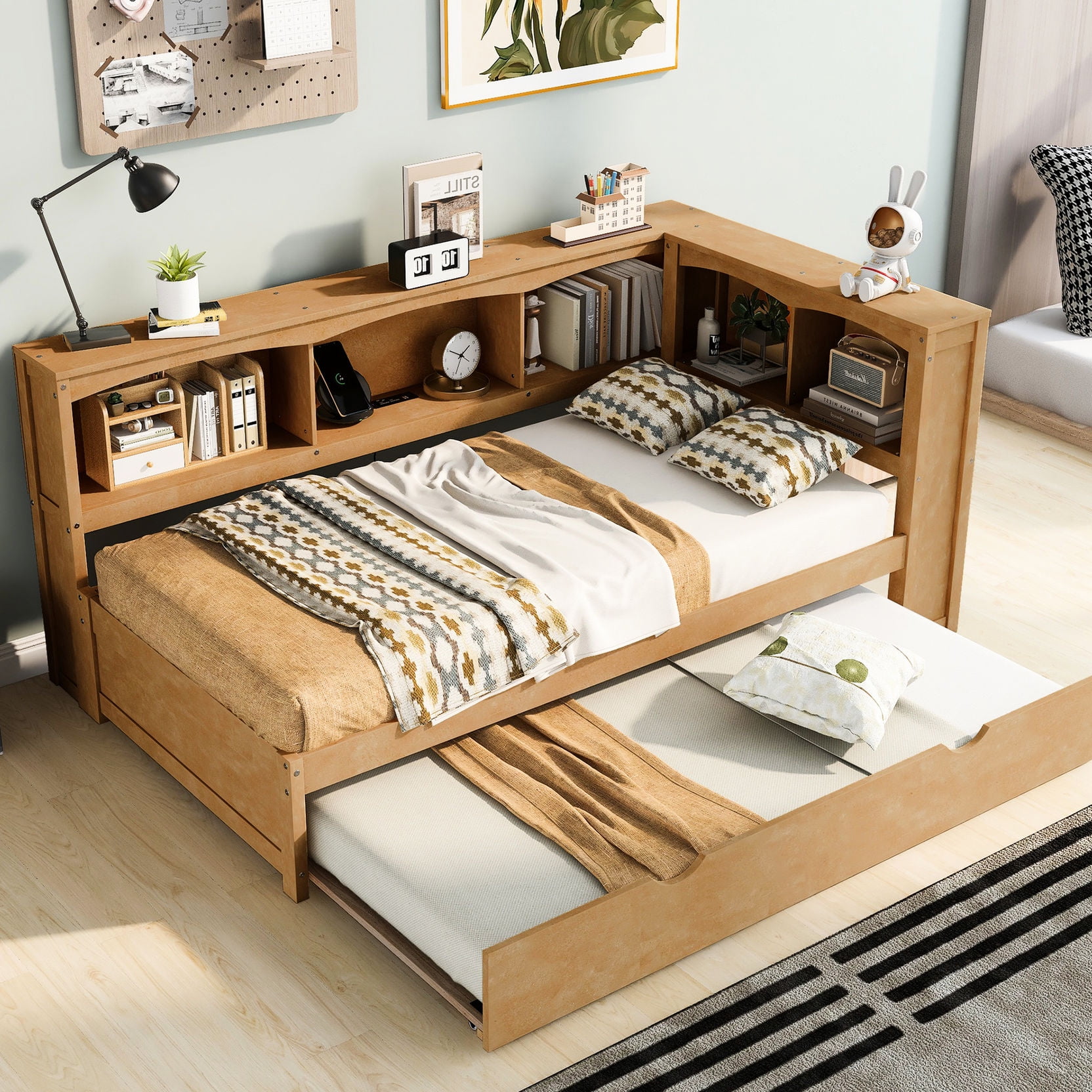 Twin Size Pine Daybed with Trundle and USB | High - Quality ...