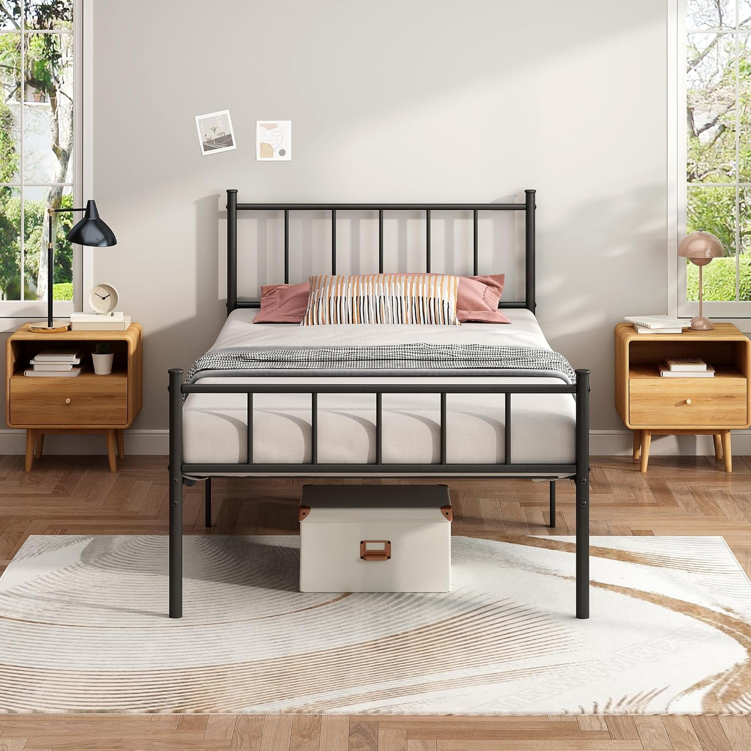 Twin Size Platform Bed Frame - Black Metal Bed Frame,Heavy Duty Base ...