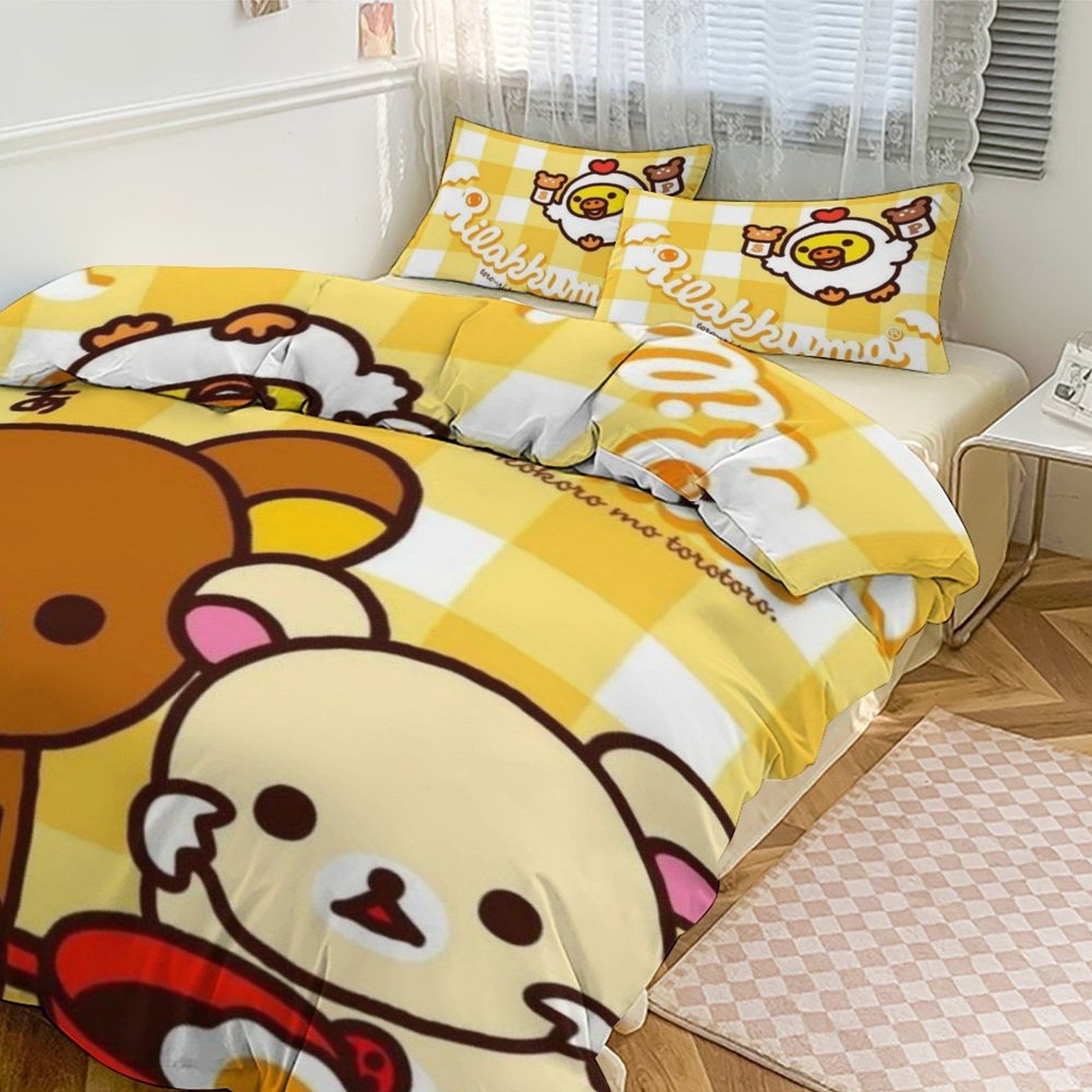 Twin Size Rilakkuma Bedding Set for Kids Contains One Duvet Cover and ...