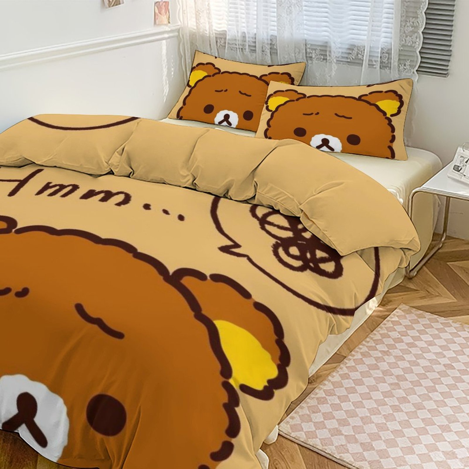 Twin Size Rilakkuma Comforter Set for Kids Contains One Duvet Cover and ...