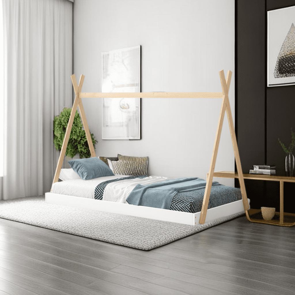 Twin Size Tent Floor Bed Frame for Boys Girls Kids Adults Toddler with ...