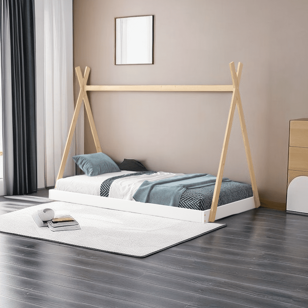 Twin Size Tent Floor Bed Frame for Boys Girls Kids Adults Toddler with ...