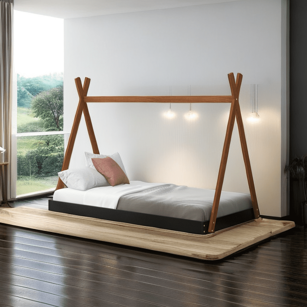 Twin Size Tent Floor Bed Frame for Boys Girls Kids Adults Toddler with ...