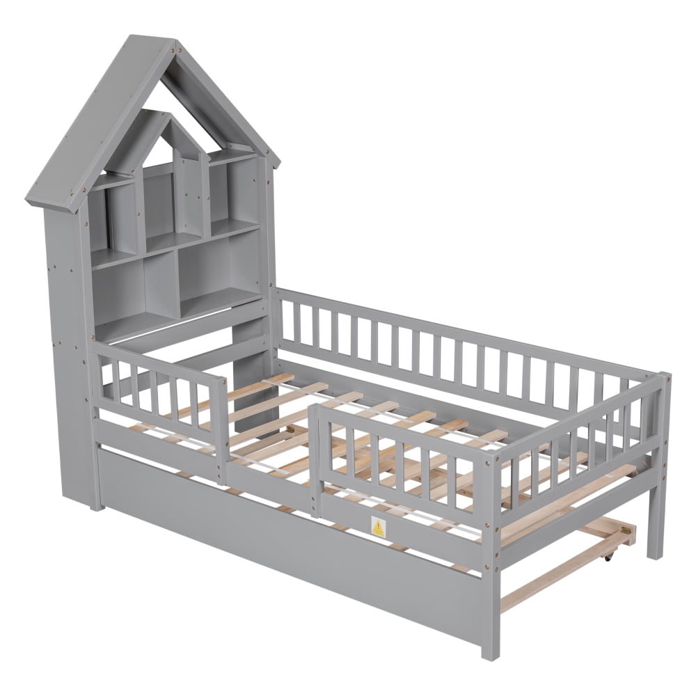 Twin Size Tent-Shaped Wood Platform Bed Frame with House Shaped ...