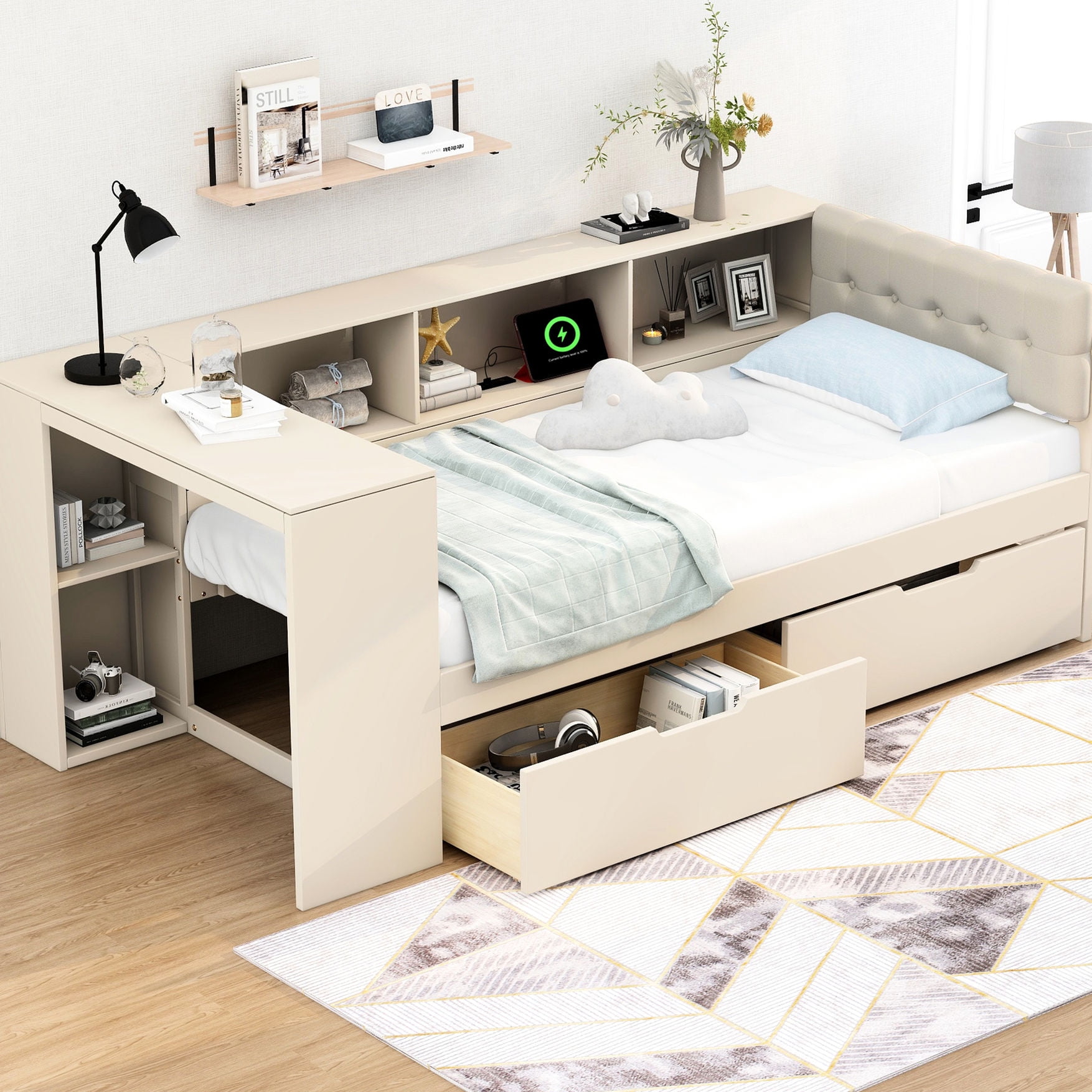 Twin Size - USB and Plug Charging - Work in Bed - Charge Laptop Easily ...